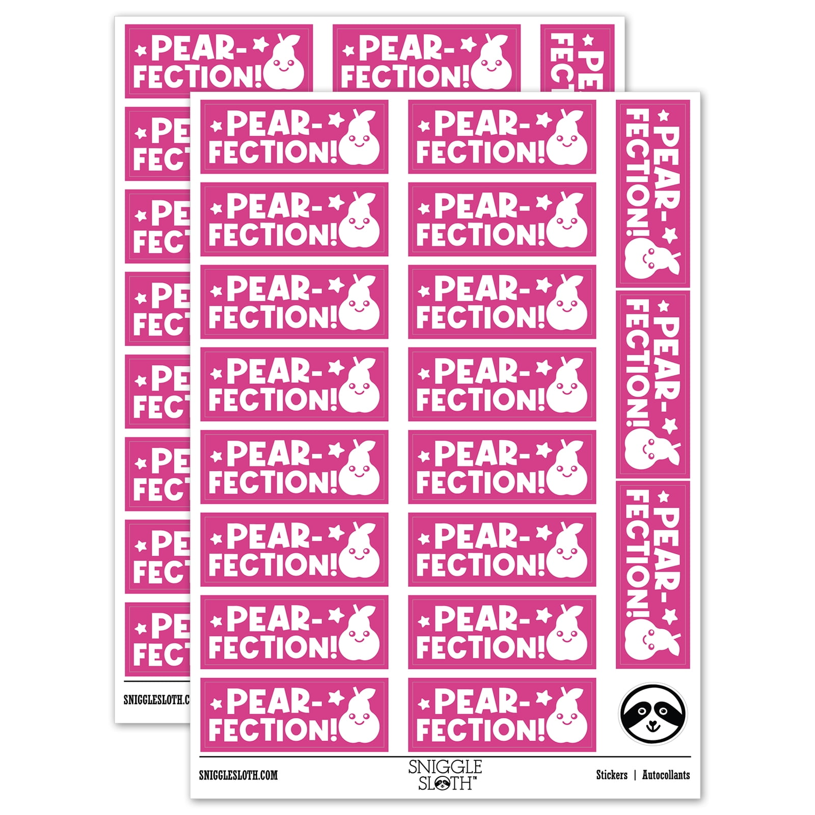 Pear-Fection Perfection Teacher Student School Sticker Set - Hot Pink ...