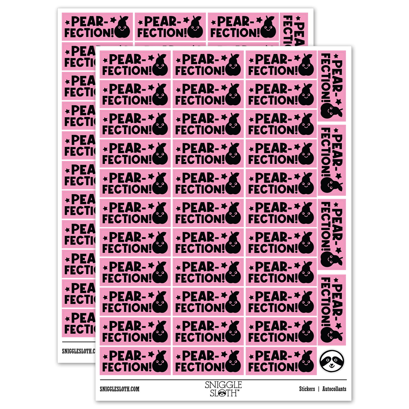 Pear-Fection Perfection Teacher Student School Sticker Set - Light Pink ...