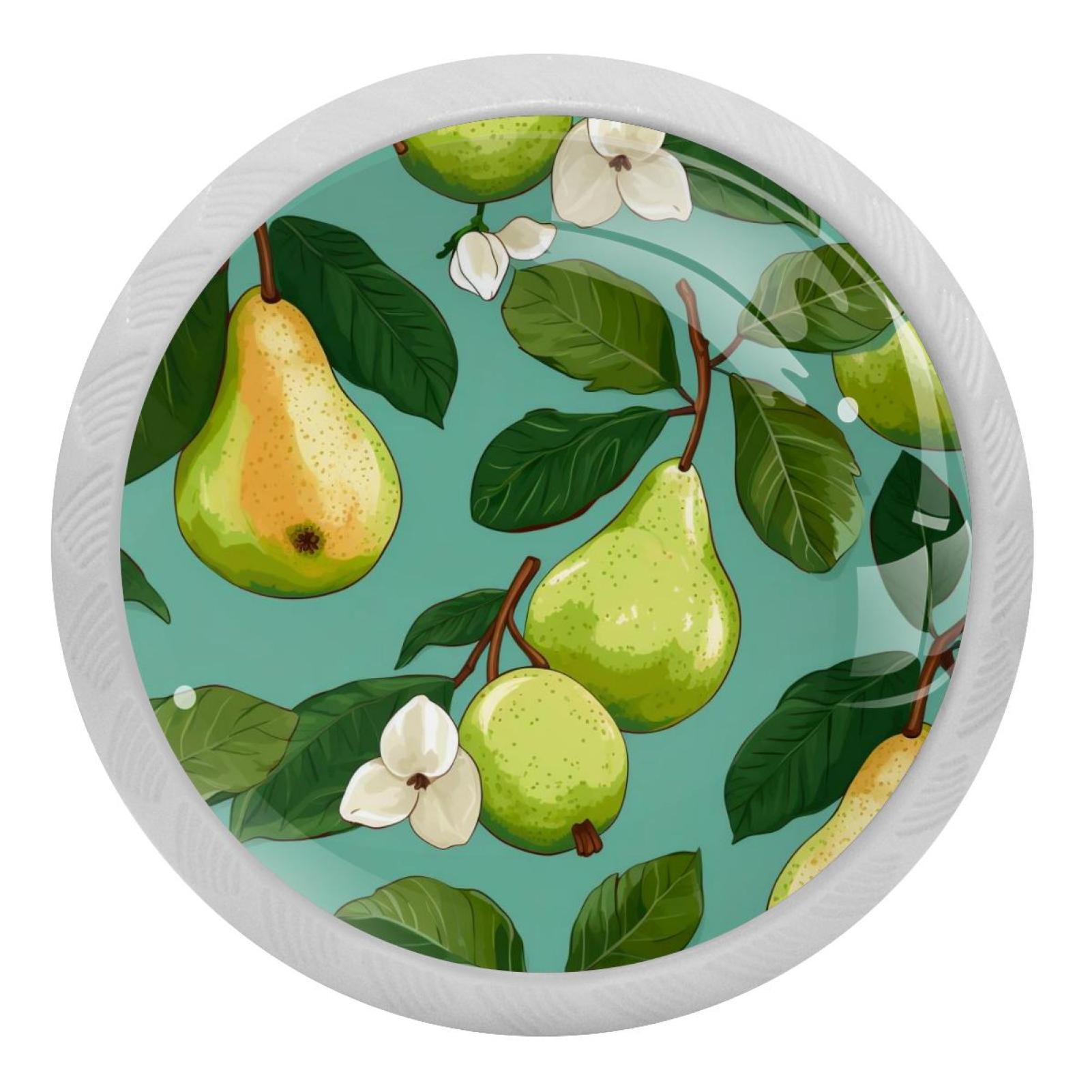 Pear Fluorescent Drawer Pulls with Screws - Round 4-Pack Glow-in-the ...