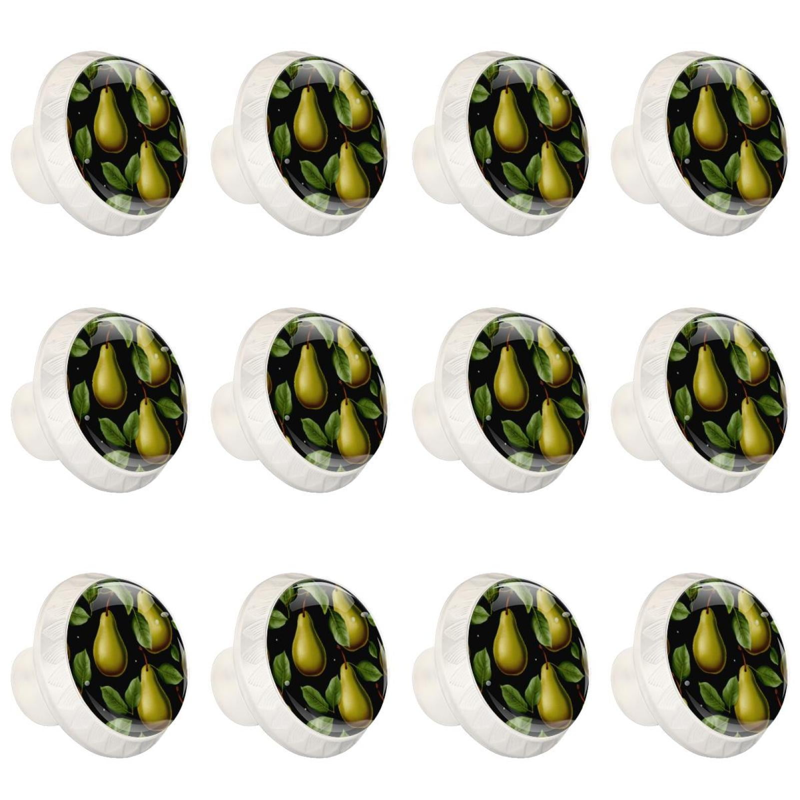 Pear Fruits 12 Pcs White Round Drawer Pulls with Screws,ABS and Glass ...
