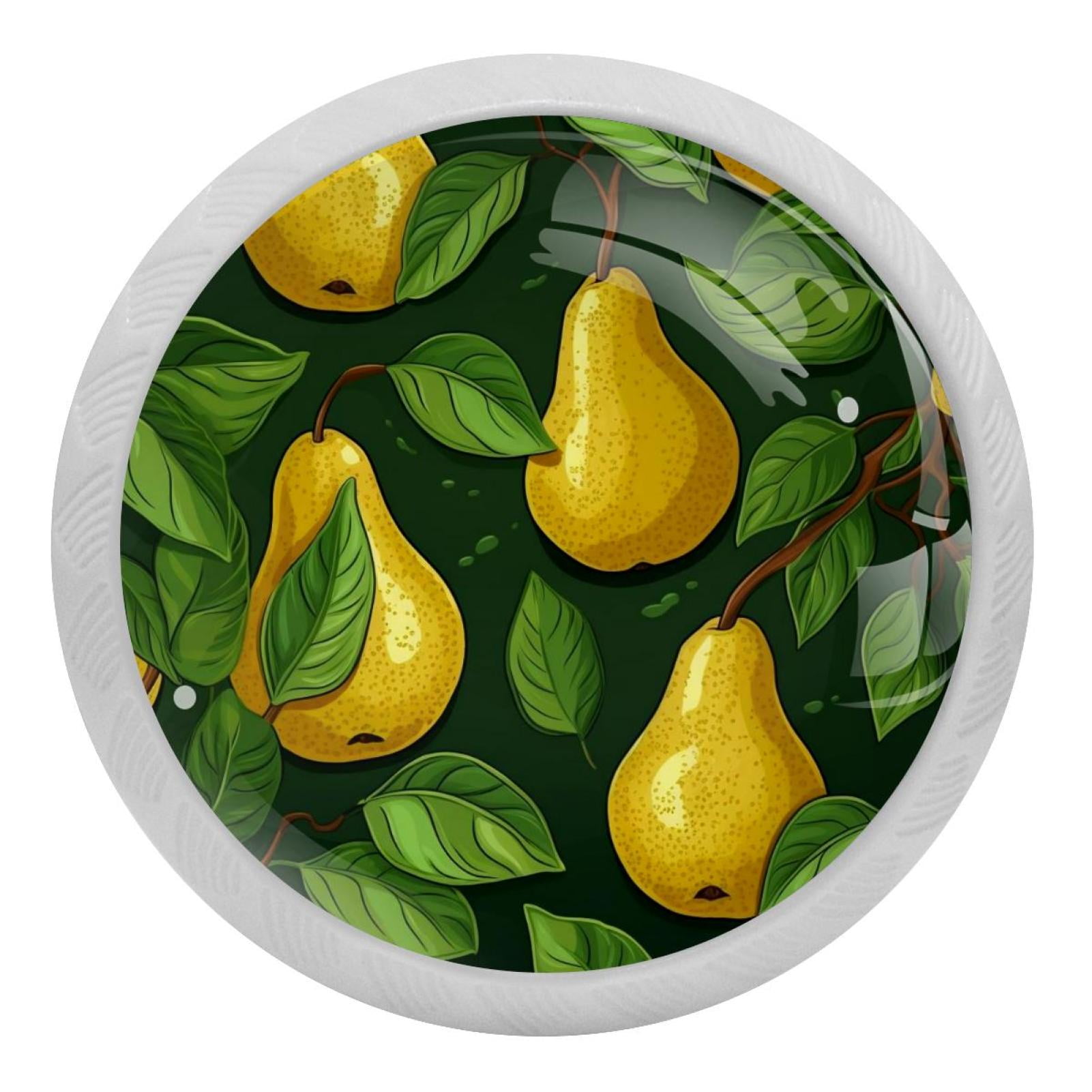 Pear Fruits Pattern 4PCS Cabinet Knobs Pulls Fluorescent Drawer Handle ...
