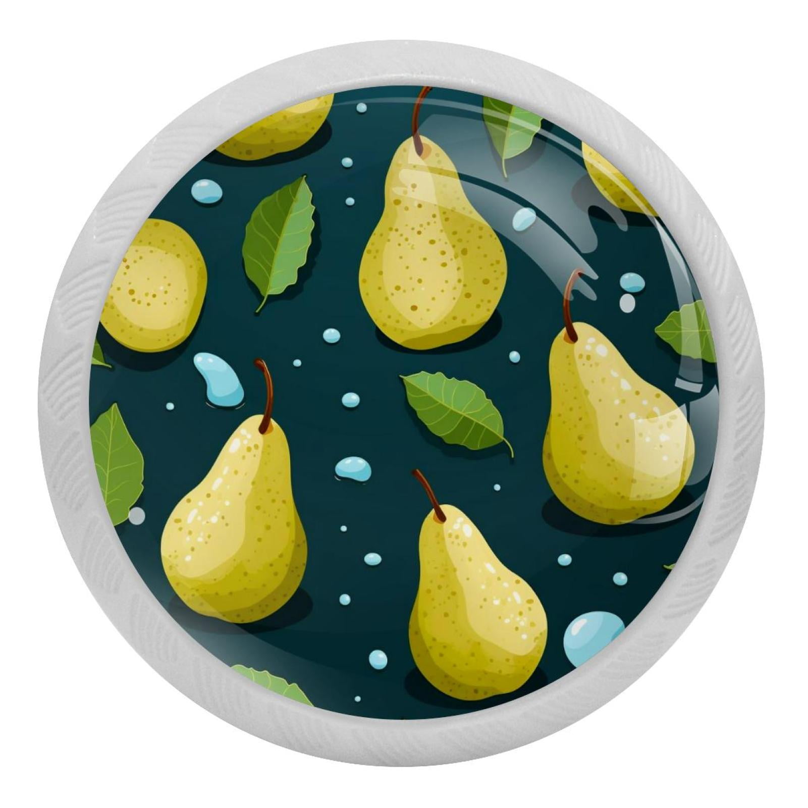 Pear Fruits Pattern 4PCS Cabinet Knobs Pulls Fluorescent Drawer Handle ...