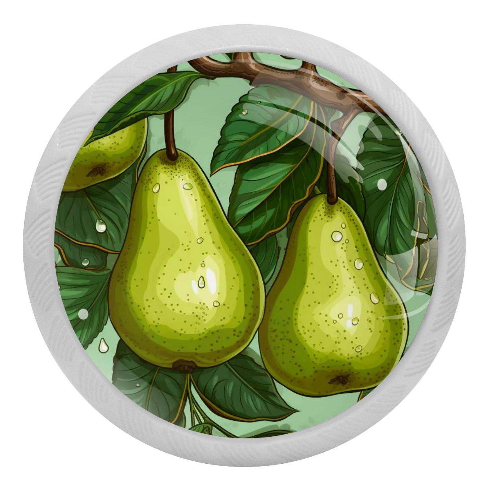 Pear Fruits Pattern 4PCS Cabinet Knobs Pulls Fluorescent Drawer Handle ...