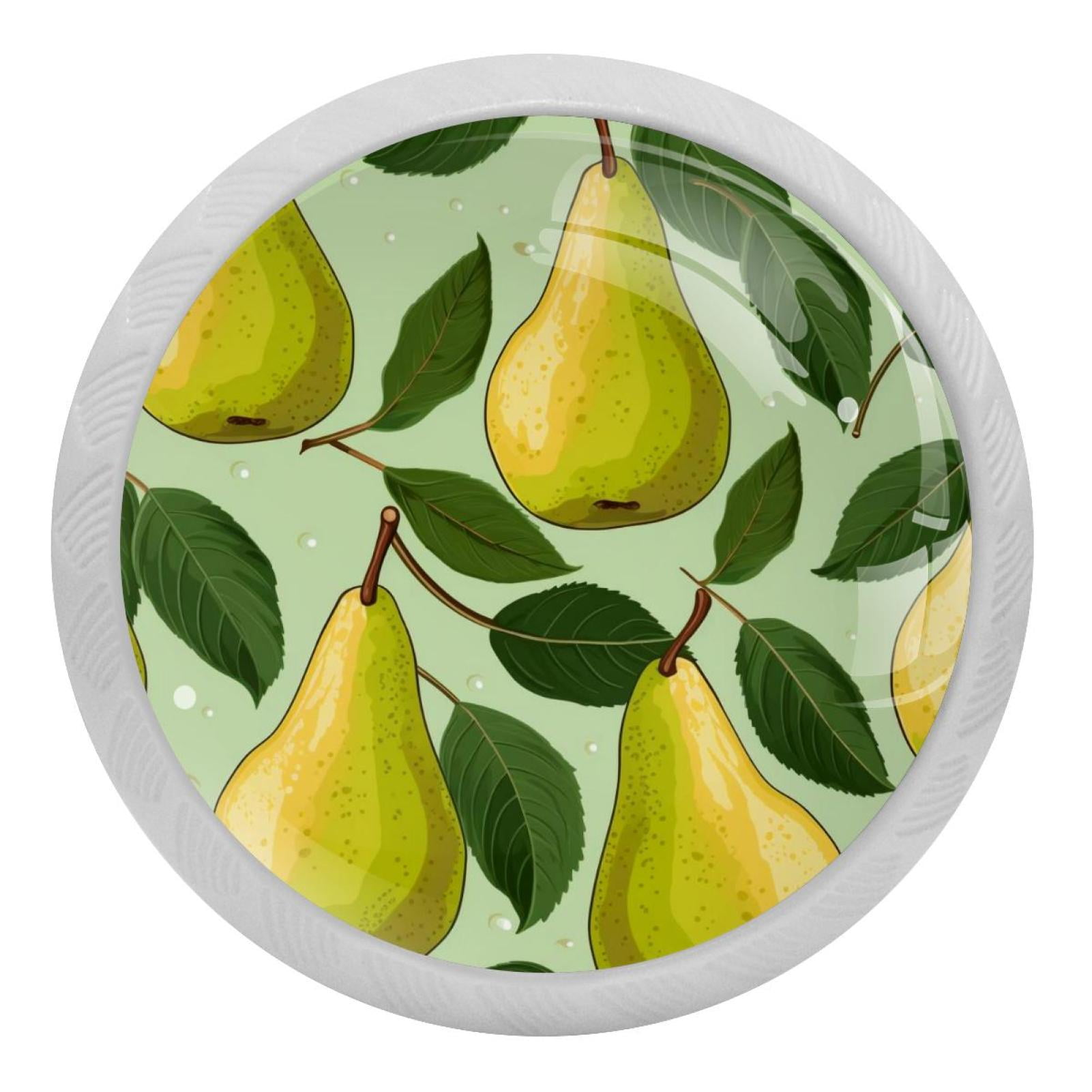 Pear Fruits Pattern 4PCS Cabinet Knobs Pulls Fluorescent Drawer Handle ...