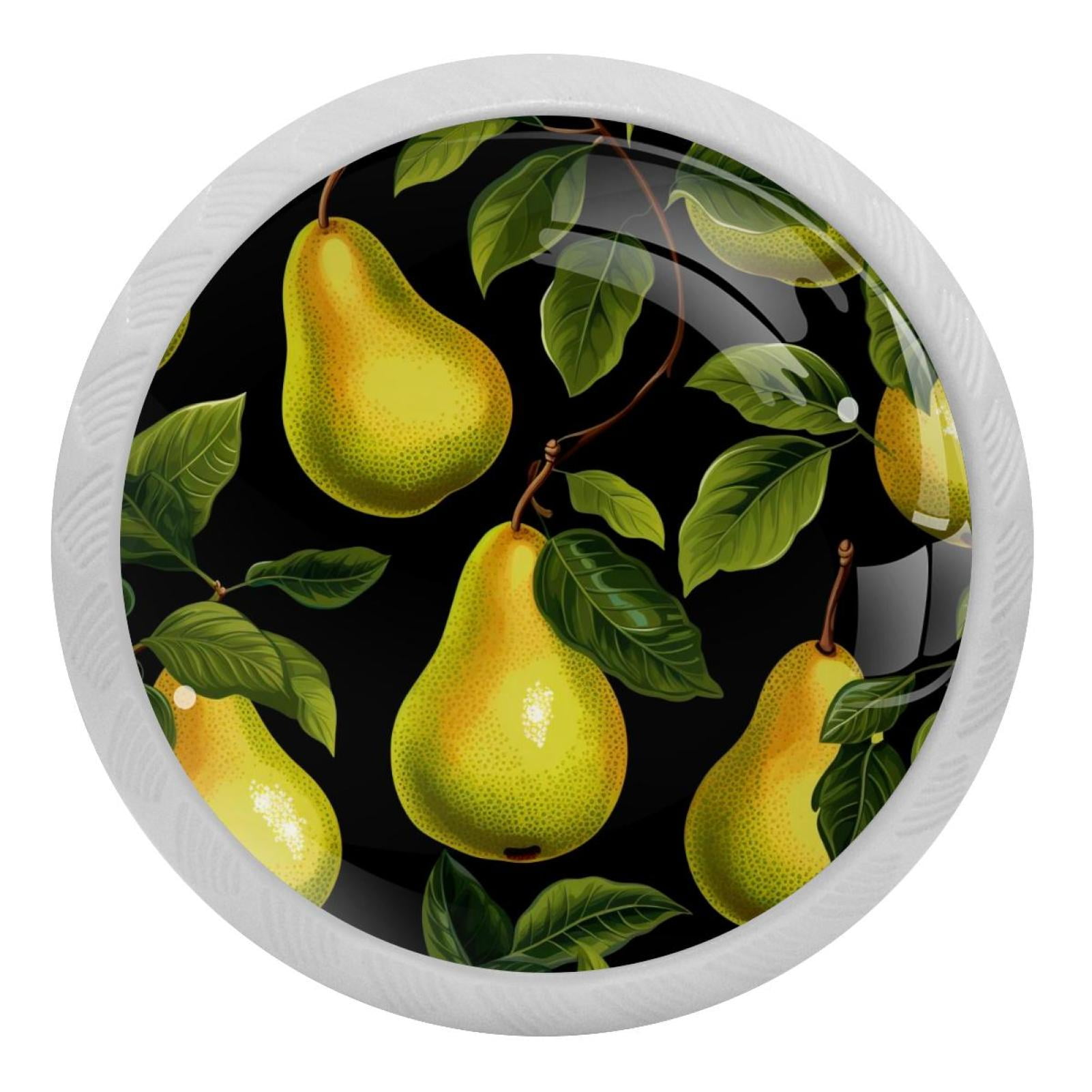 Pear Fruits Pattern 4PCS Cabinet Knobs Pulls Fluorescent Drawer Handle ...