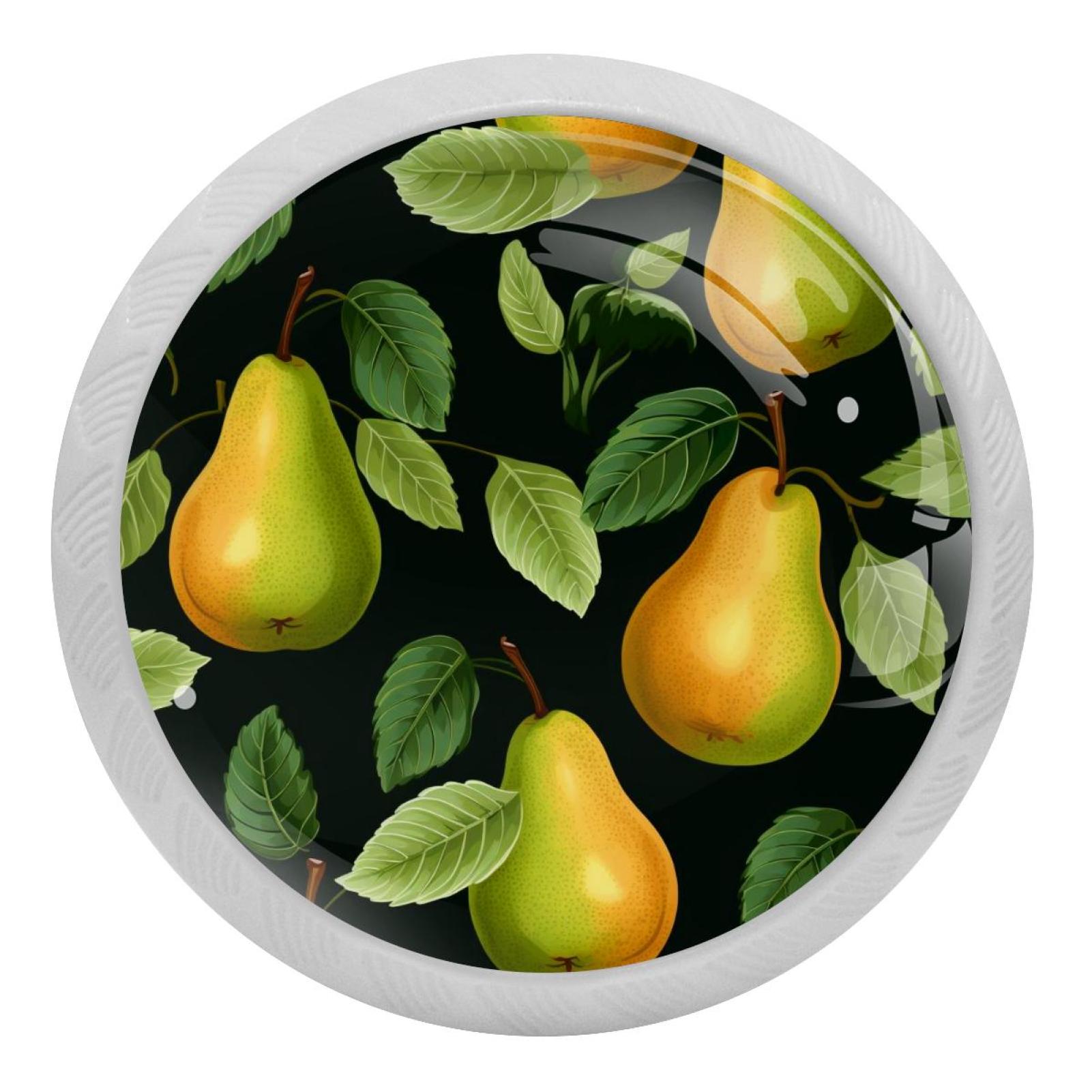 Pear Fruits Pattern 4PCS Cabinet Knobs Pulls Fluorescent Drawer Handle ...