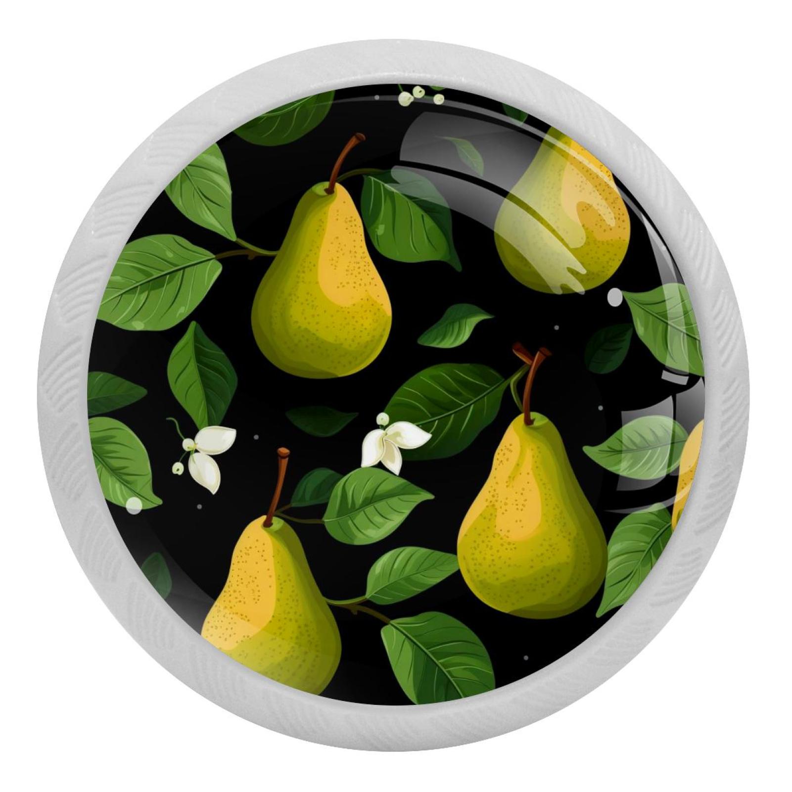 Pear Fruits Pattern 4PCS Cabinet Knobs Pulls Fluorescent Drawer Handle ...