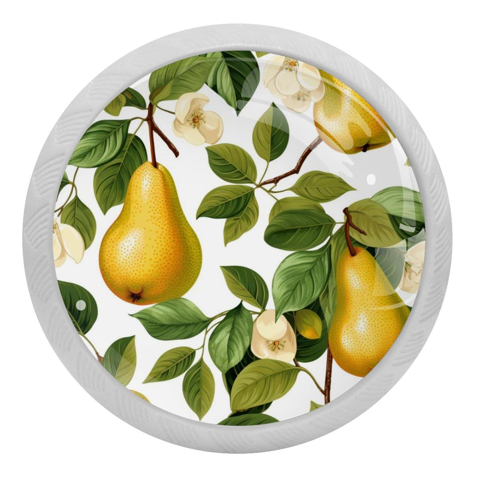 Pear Fruits Pattern 4PCS Cabinet Knobs Pulls Fluorescent Drawer Handle ...
