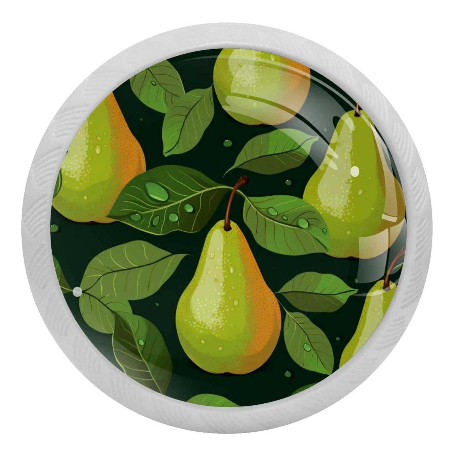 Pear Fruits Pattern 4PCS Cabinet Knobs Pulls Fluorescent Drawer Handle ...