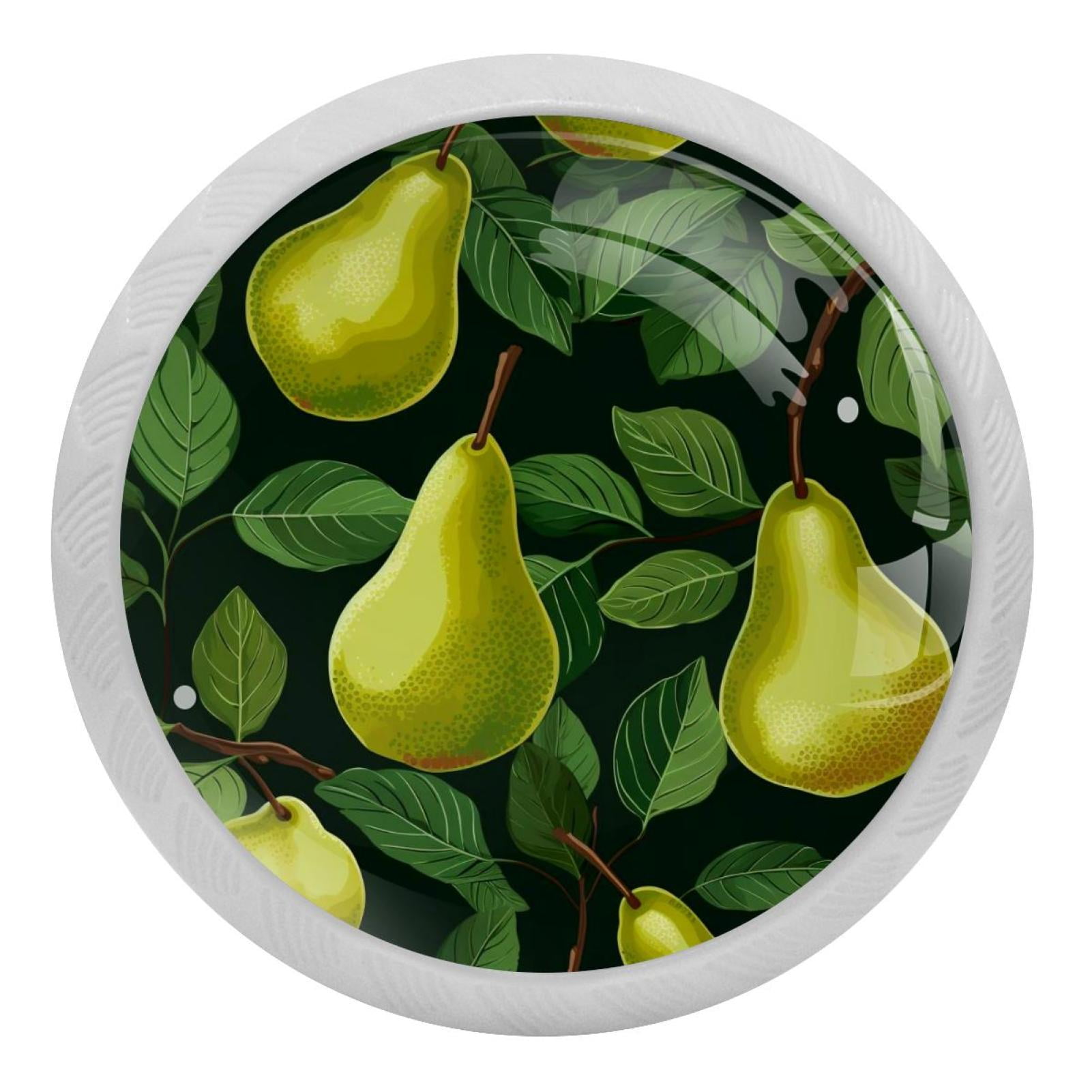 Pear Fruits Pattern 4PCS Cabinet Knobs Pulls Fluorescent Drawer Handle ...