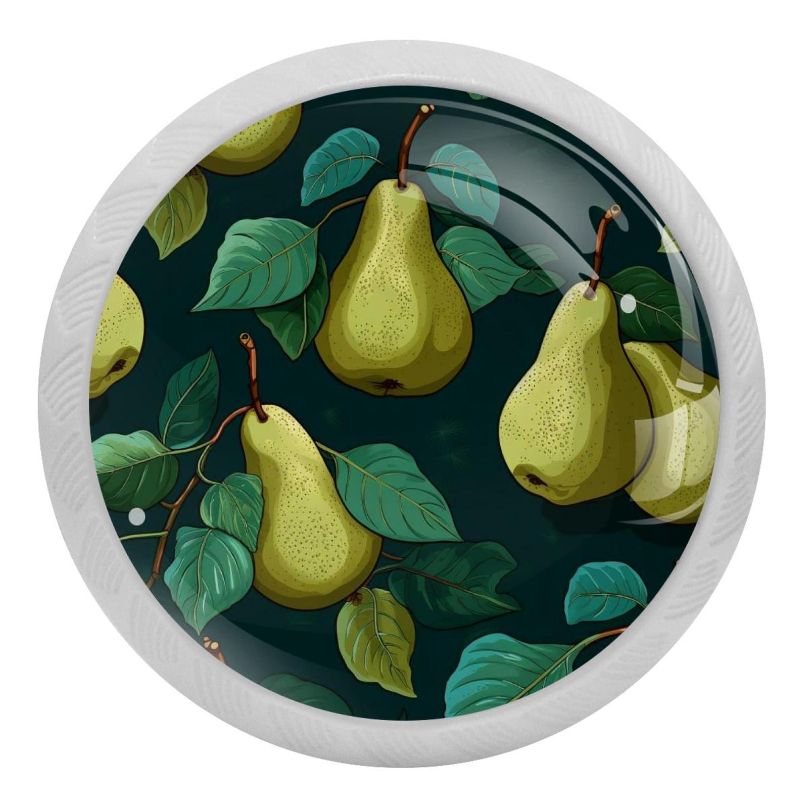 Pear Fruits Pattern 4PCS Cabinet Knobs Pulls Fluorescent Drawer Handle ...