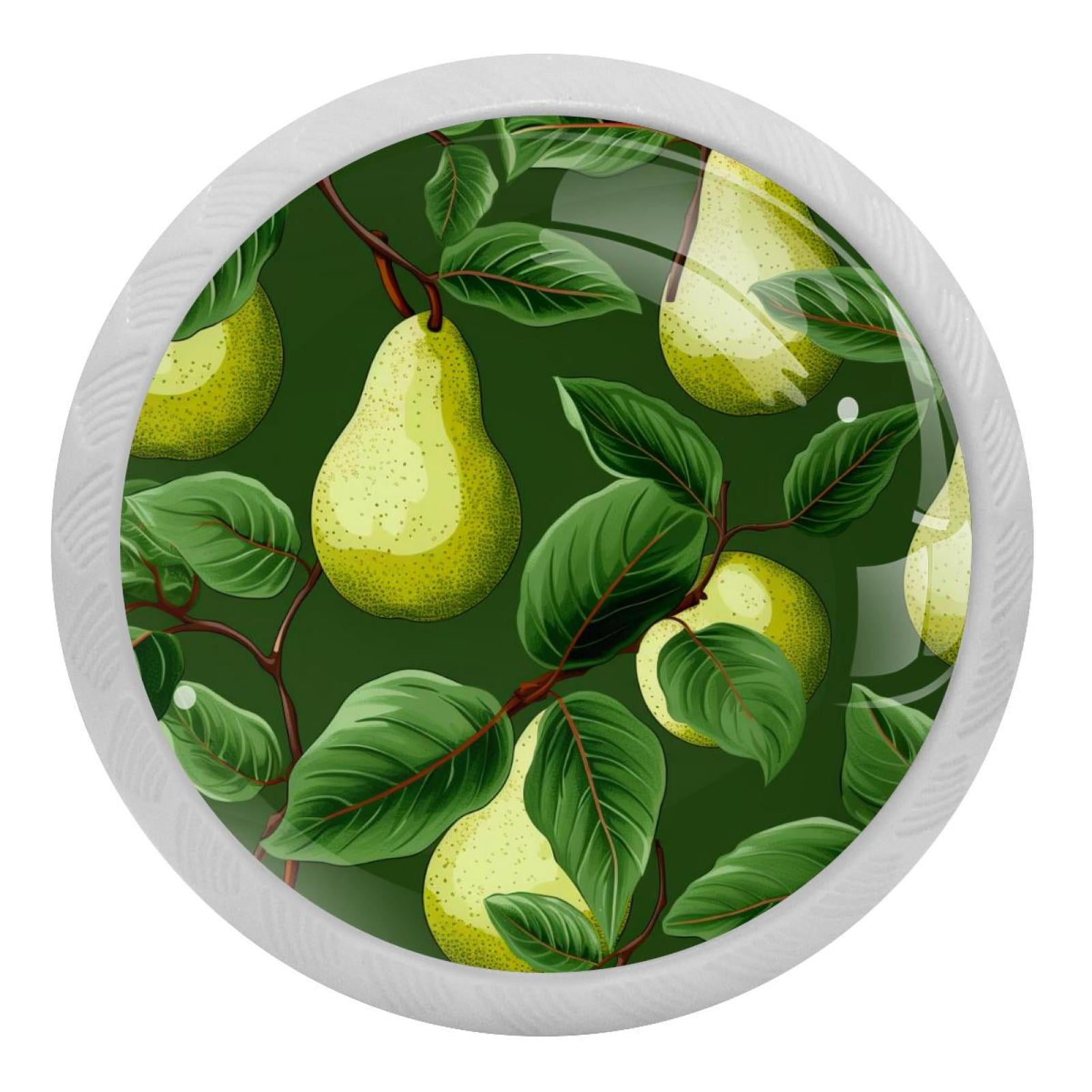 Pear Fruits Pattern 4PCS Cabinet Knobs Pulls Fluorescent Drawer Handle ...