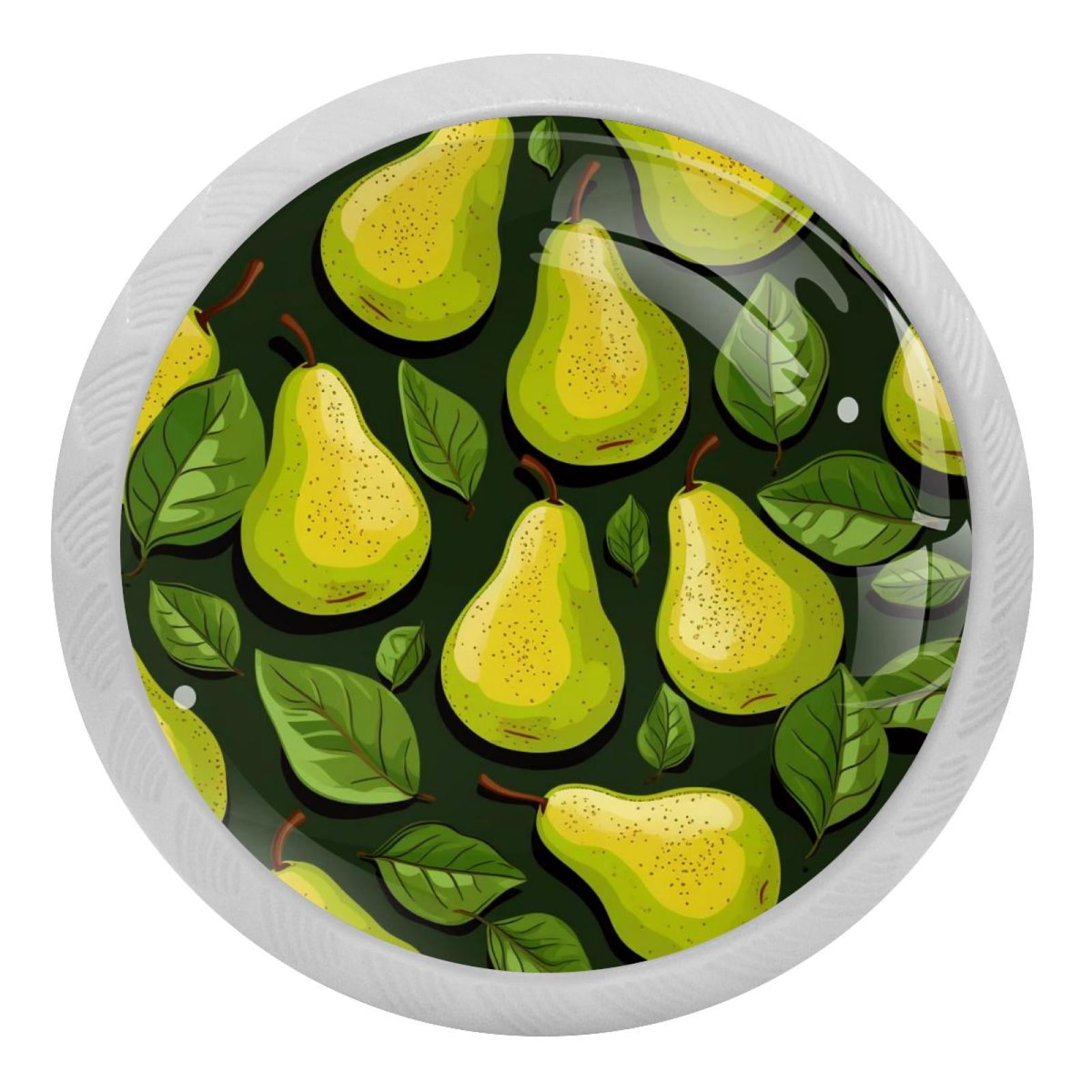 Pear Fruits Pattern 4PCS Cabinet Knobs Pulls Fluorescent Drawer Handle ...