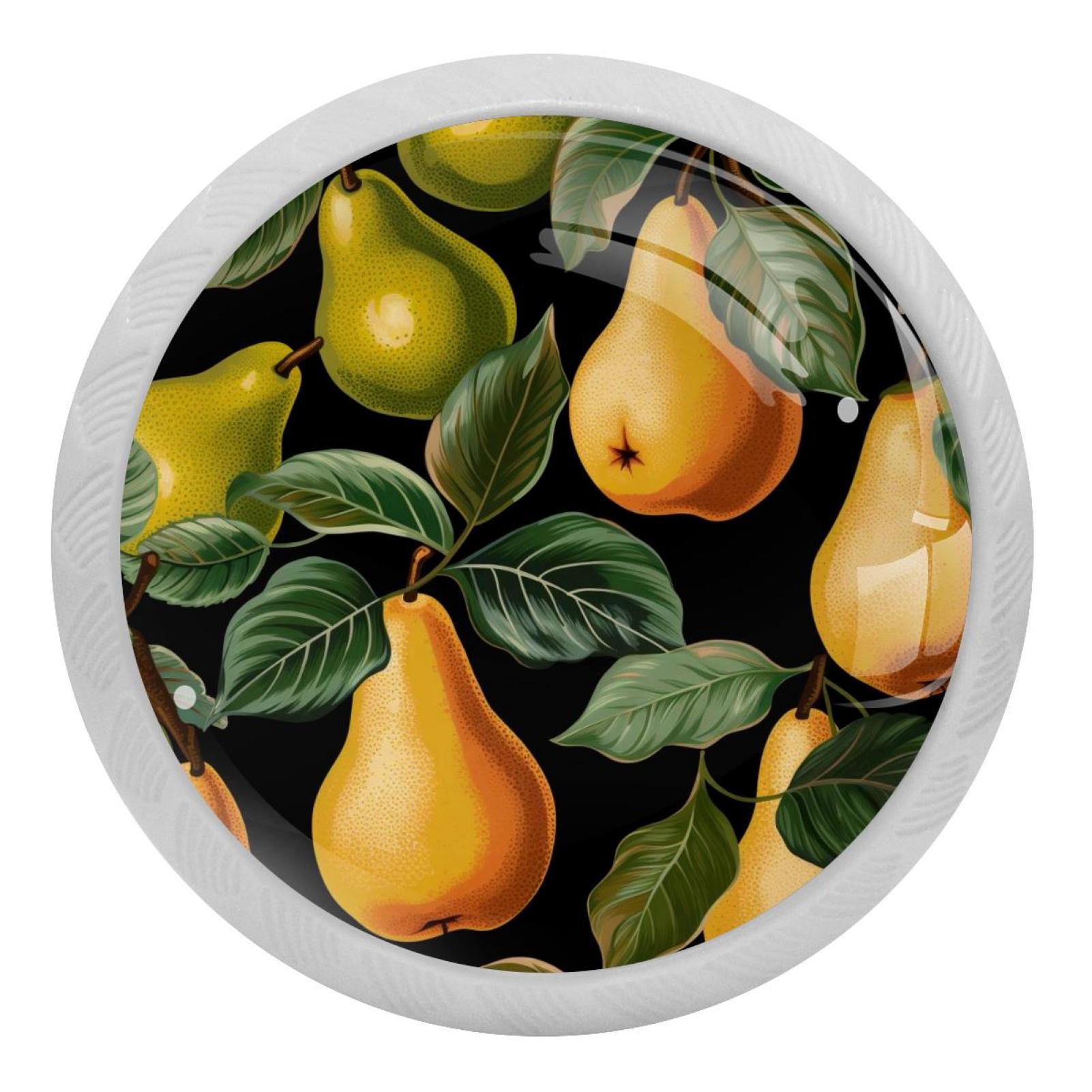 Pear Fruits Pattern 4PCS Cabinet Knobs Pulls Fluorescent Drawer Handle ...