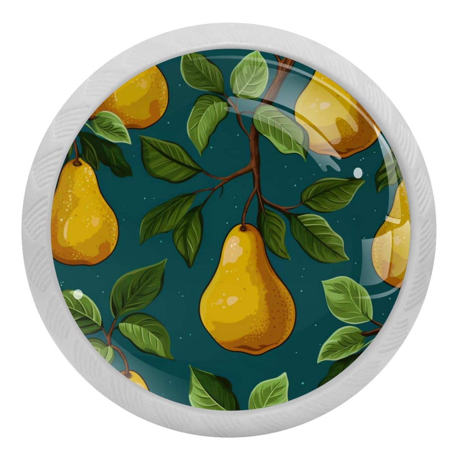 Pear Fruits Pattern 4PCS Cabinet Knobs Pulls Fluorescent Drawer Handle ...