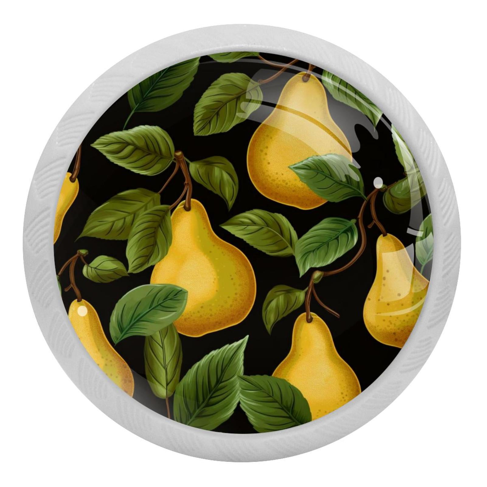 Pear Fruits Pattern 4PCS Cabinet Knobs Pulls Fluorescent Drawer Handle ...
