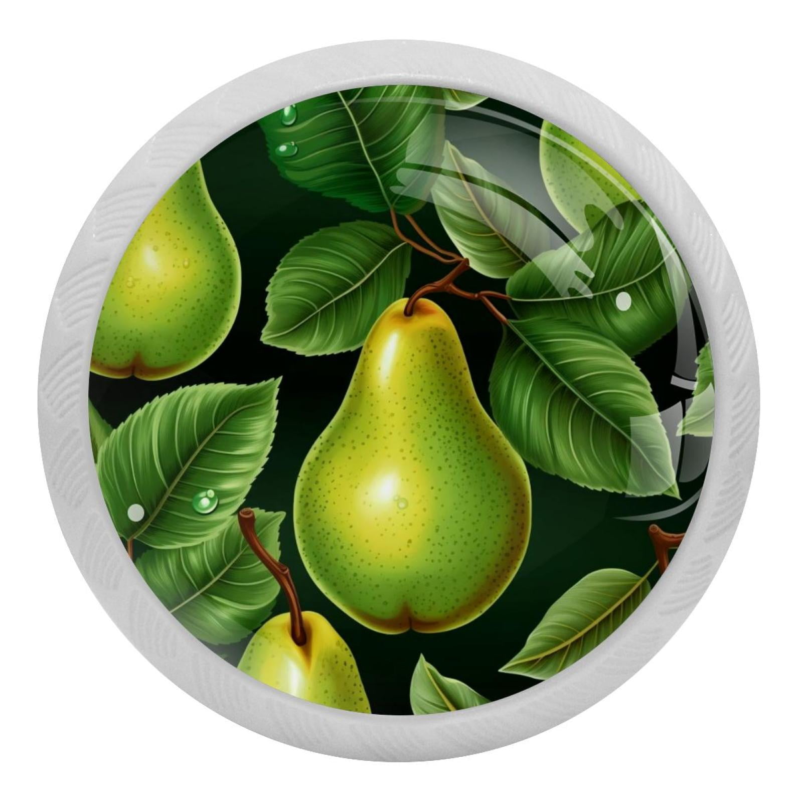 Pear Fruits Pattern 4PCS Cabinet Knobs Pulls Fluorescent Drawer Handle ...
