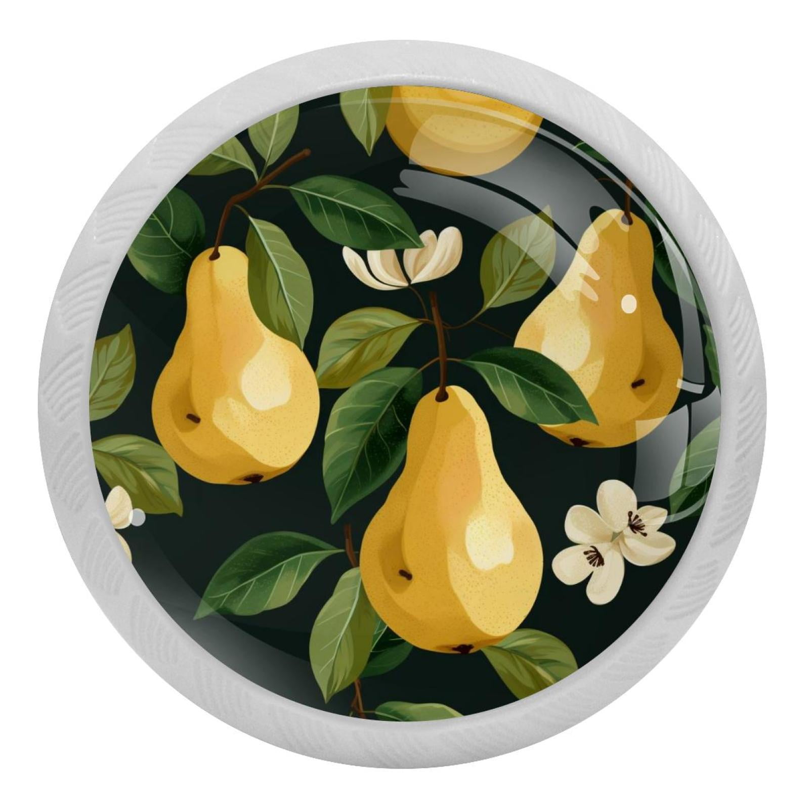Pear Fruits Pattern 4PCS Cabinet Knobs Pulls Fluorescent Drawer Handle ...