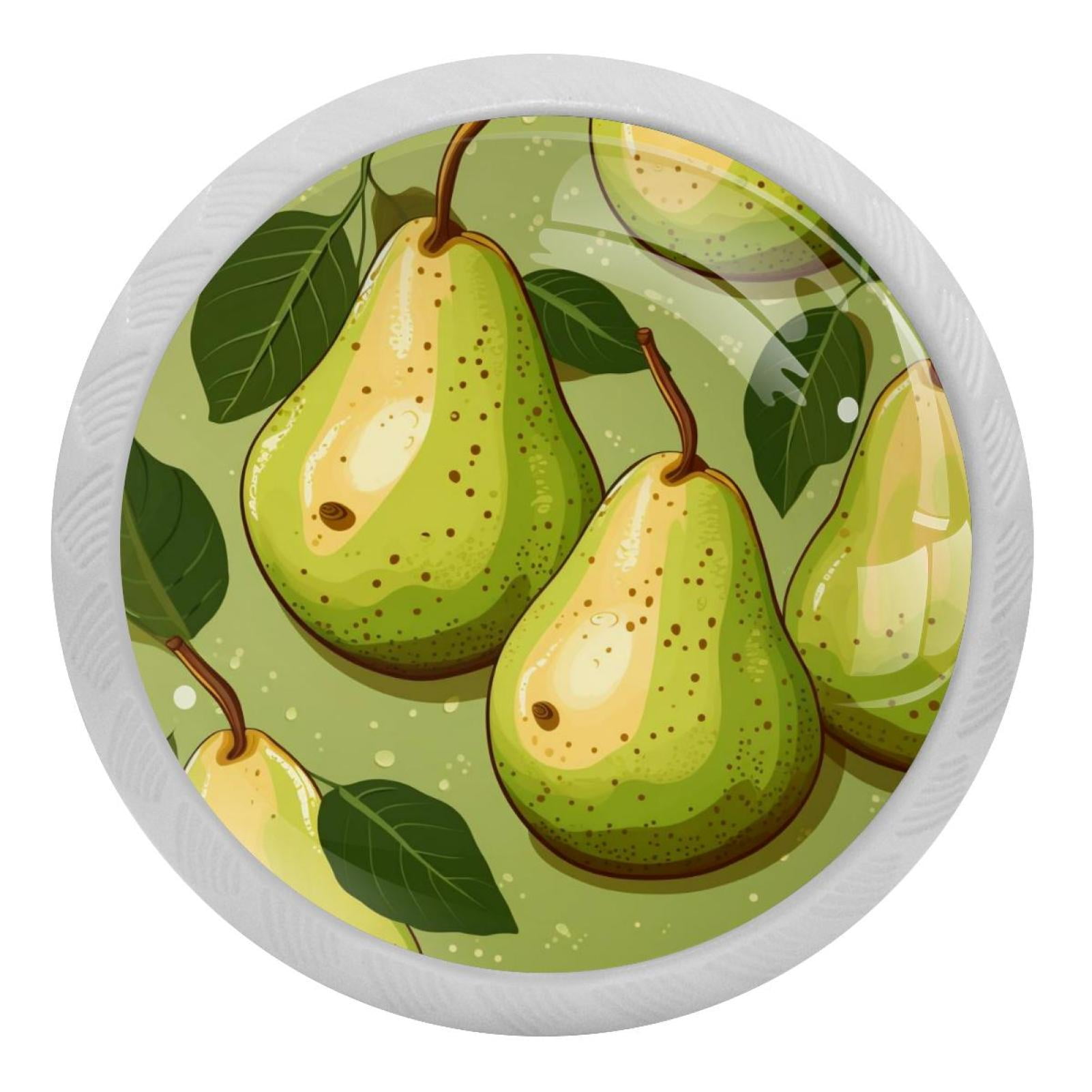 Pear Fruits Pattern 4PCS Cabinet Knobs Pulls Fluorescent Drawer Handle ...