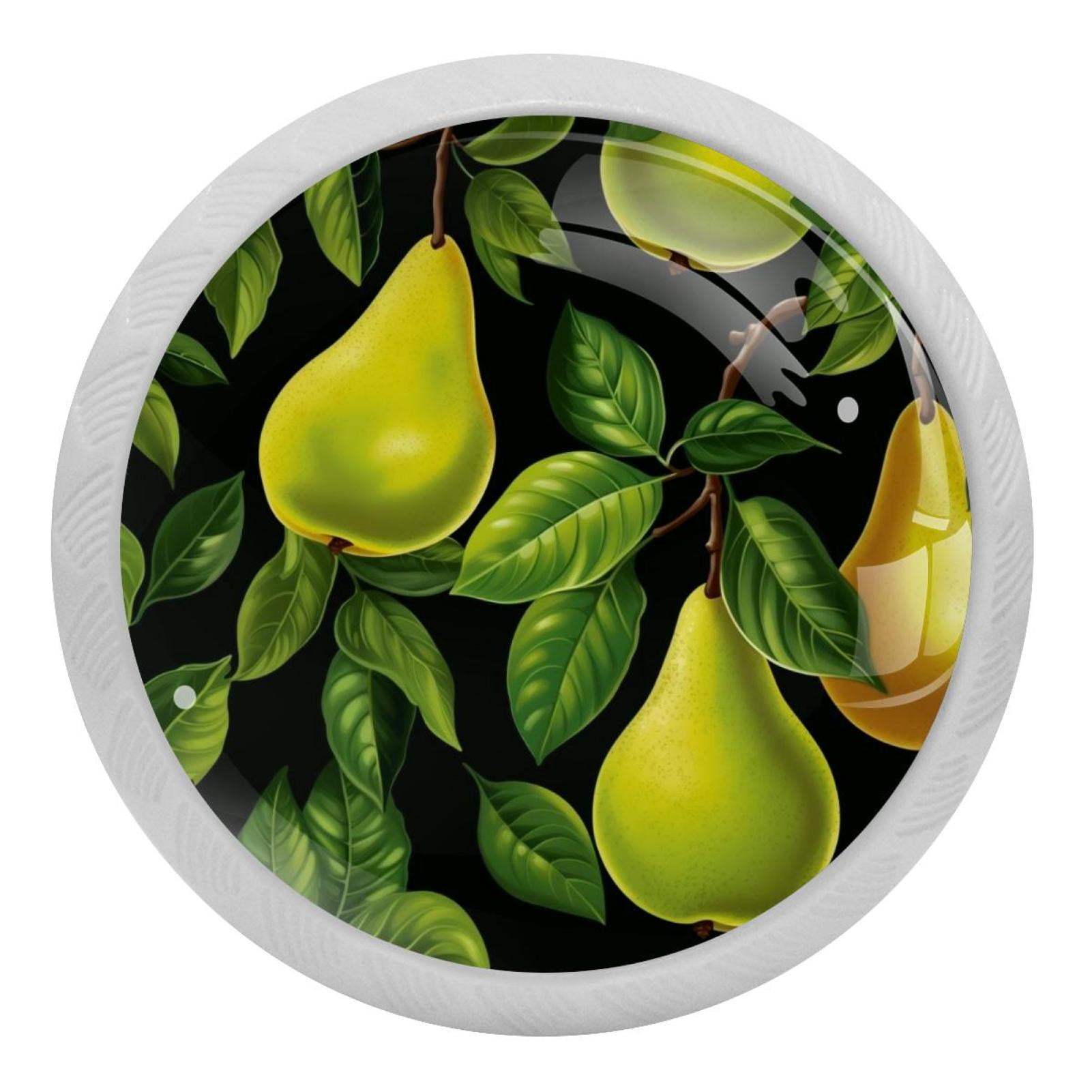 Pear Fruits Pattern 4PCS Cabinet Knobs Pulls Fluorescent Drawer Handle ...