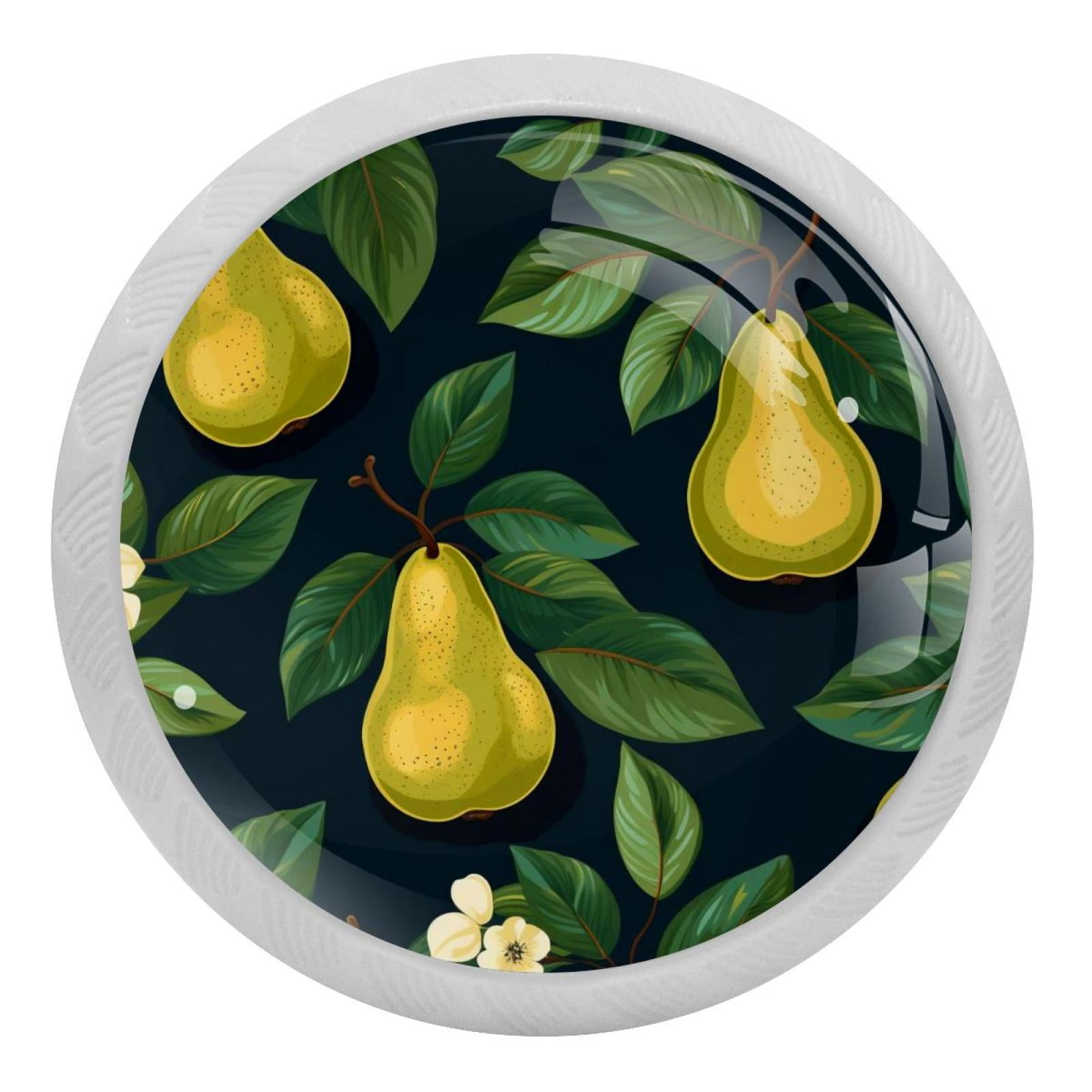 Pear Fruits Pattern 4PCS Cabinet Knobs Pulls Fluorescent Drawer Handle ...