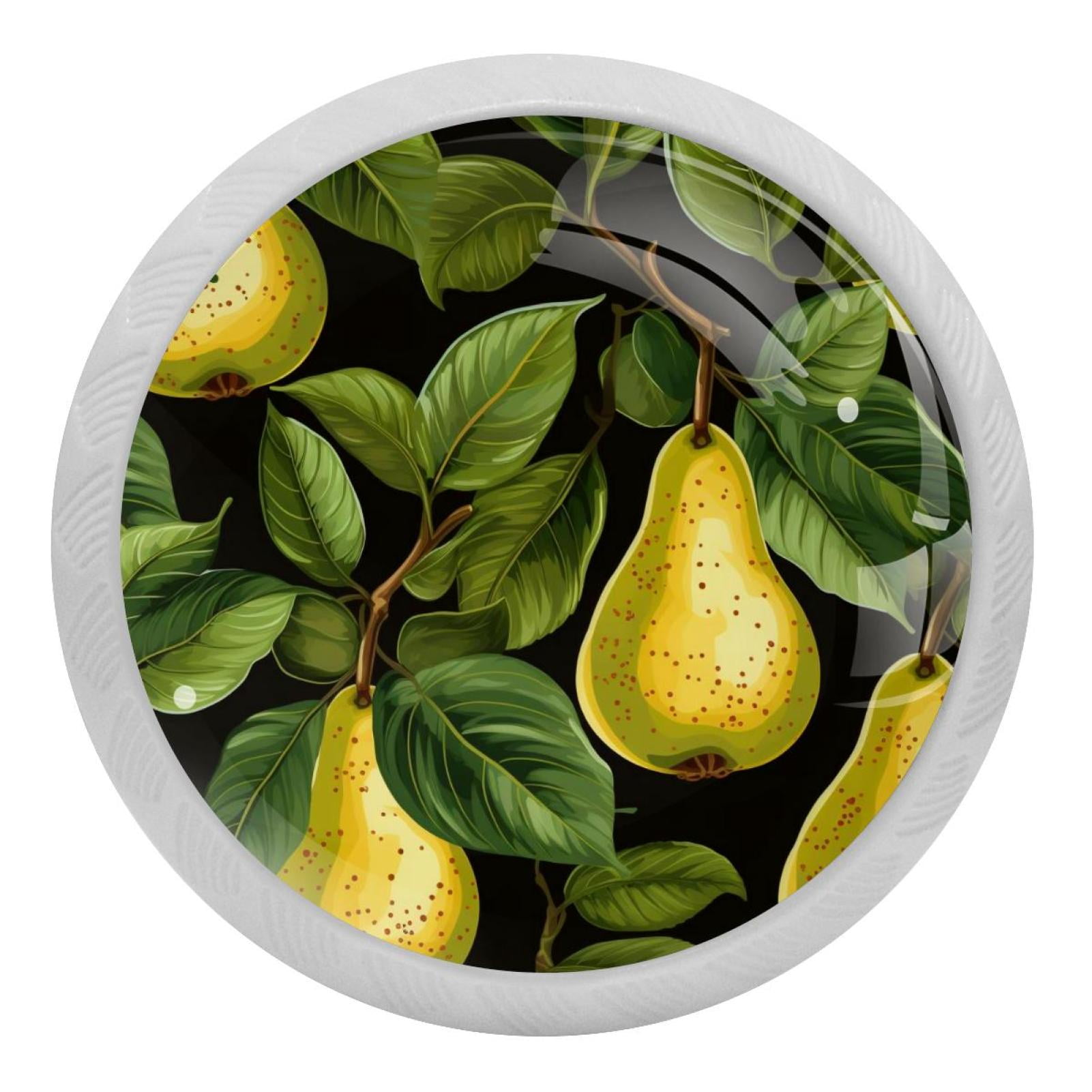 Pear Fruits Pattern 4PCS Cabinet Knobs Pulls Fluorescent Drawer Handle ...