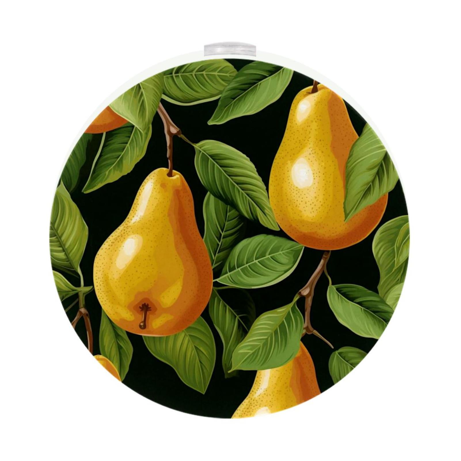 Pear Led Round Night Light-2pcs Set, Battery Powered Mini Portable Soft ...