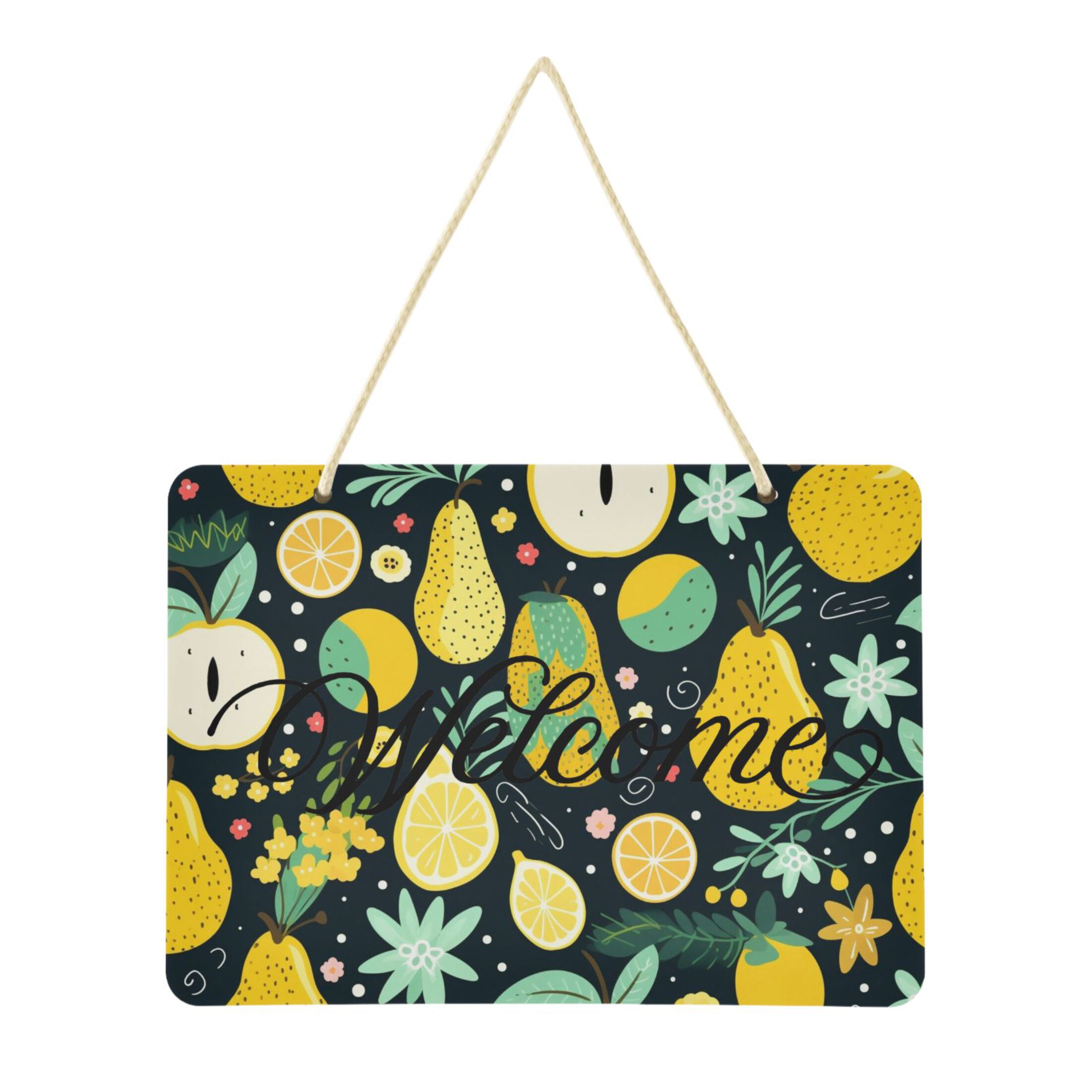 Pear Orange Orange Flower Welcome Sign Front Door PVC 14x10 inch Hanger ...