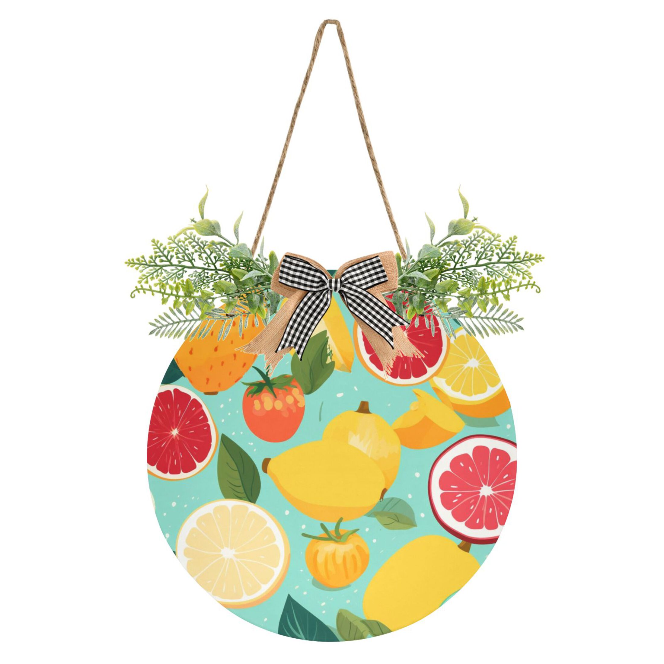 Pear Orange Tomato Welcome Front Door Sign Round 12 inch Porch Hanging ...