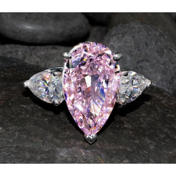 Pear Pink Sapphire Ring: 925 Sterling Silver, Ceylon Gemstone - Walmart.com