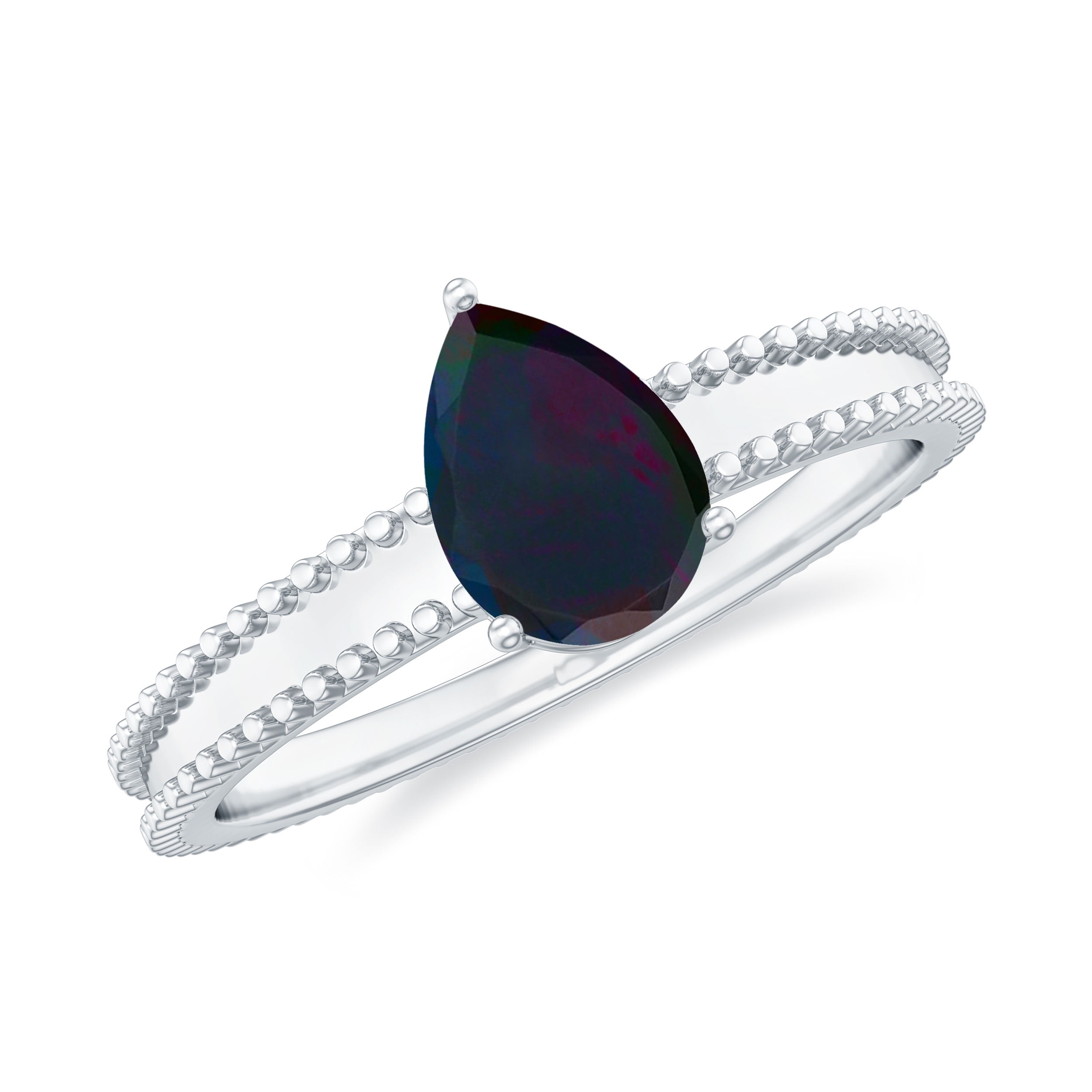 Rosec Jewels Pear Shape Black Opal Solitaire Ring, October Birthstone ...