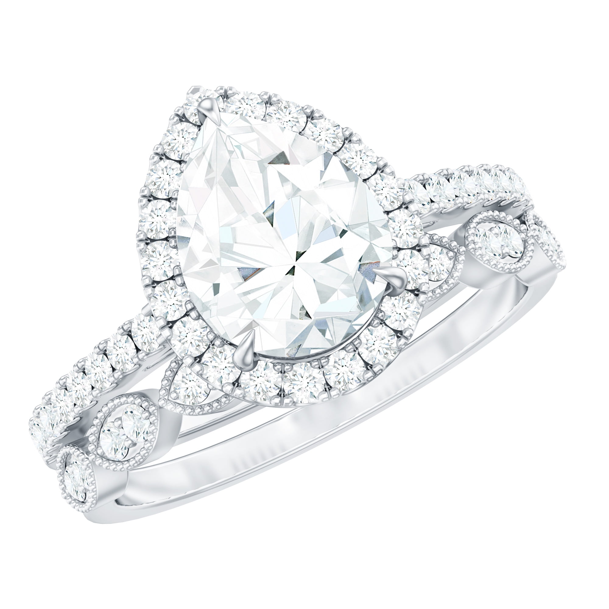 Rosec Jewels Pear Shape Cubic Zirconia Ring Set for Women, Wedding ...