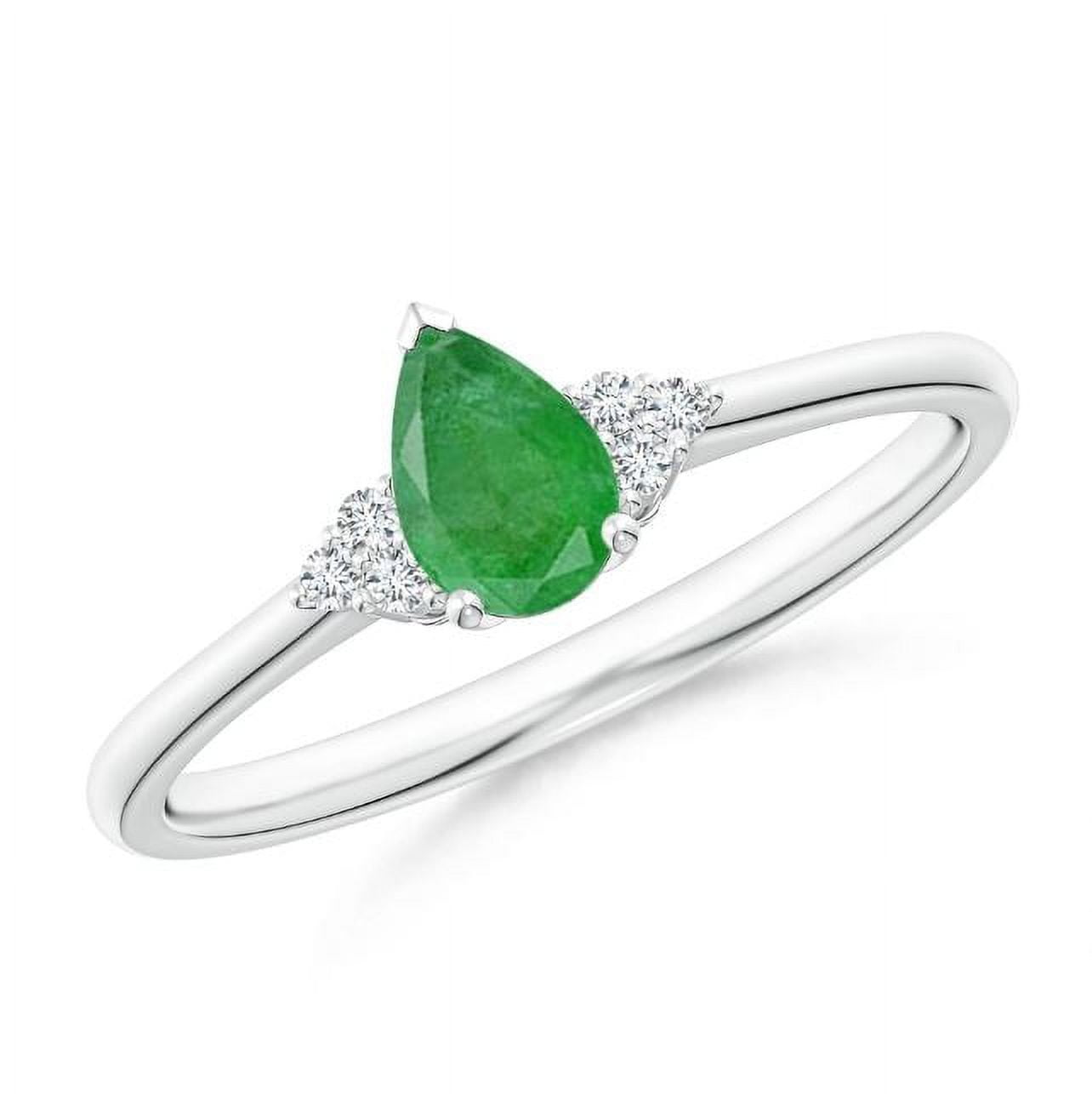 Pear Shape Green Emerald CZ Diamond Band Ring 925 Sterling Silver May ...