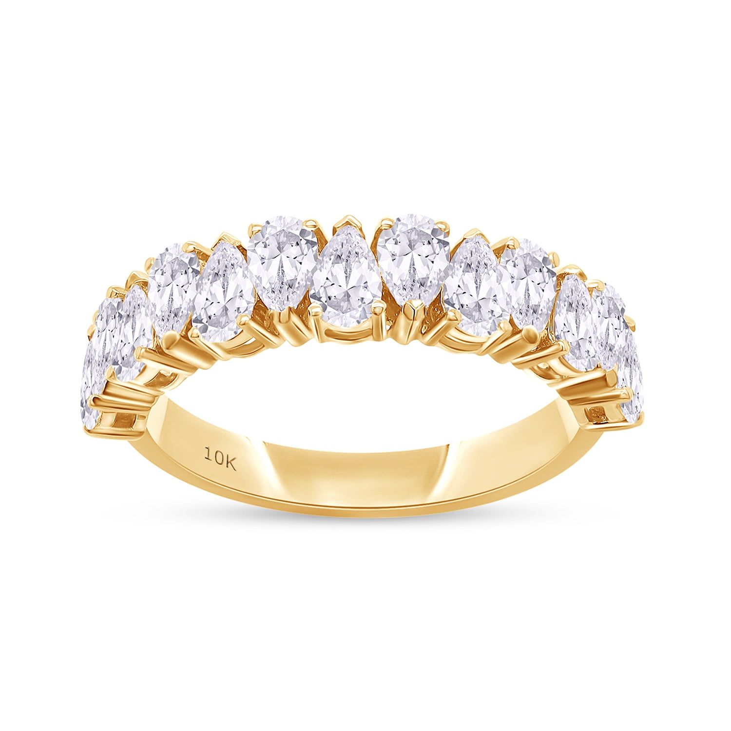 Pear Shape Half Eternity Wedding Band Ring For Women (10K Solid Gold) 1 ...