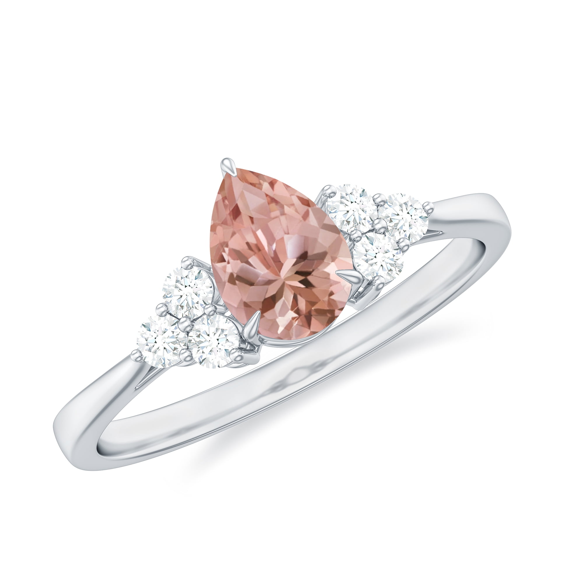 Rosec Jewels Pear Shape Morganite Solitaire Ring for Women with Diamond ...