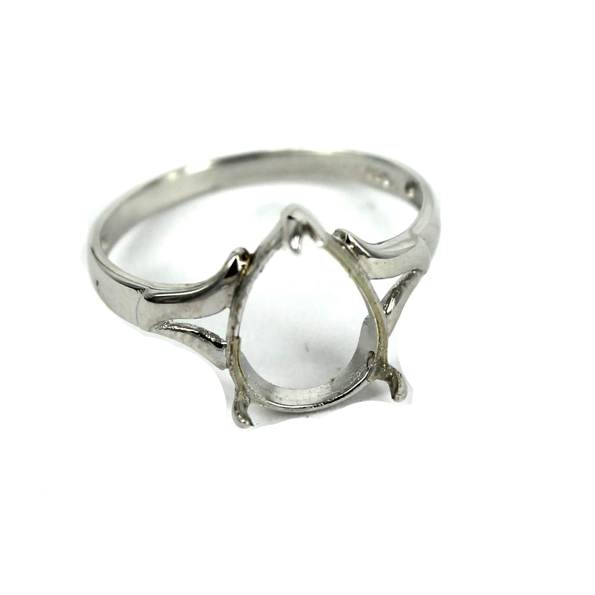 Pear Shape Ring with Pear Prongs Mounting in Sterling Silver 8x9mm ...