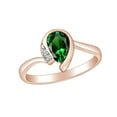 AFFY Pear Shape Simulated Emerald & White Natural Diamond Accent Halo ...