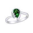 AFFY Pear Shape Simulated Emerald & White Natural Diamond Accent Halo ...