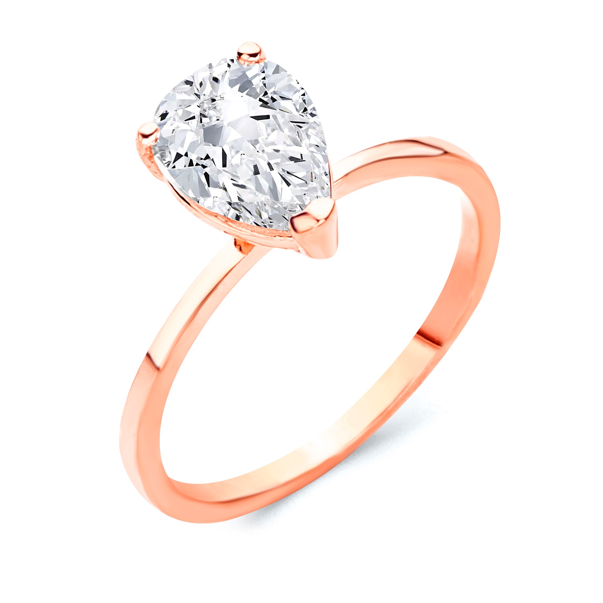 Pear Shape Solitaire Engagement Proposal Ring in Solid Gold - Walmart.com