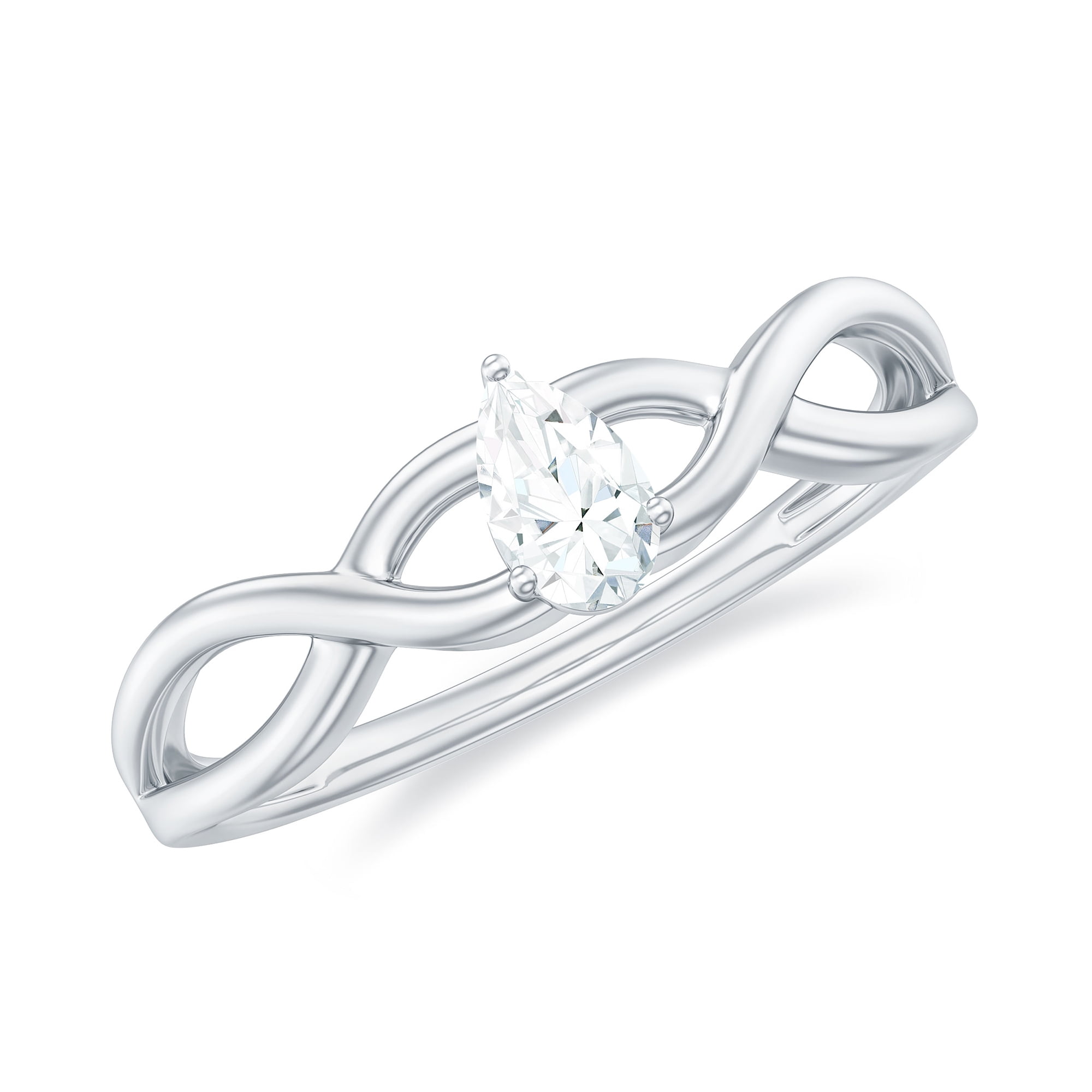 Pear Shape Moissanite Infinity Promise Ring - D-VS1 Grade - 3X5 mm, 14K ...