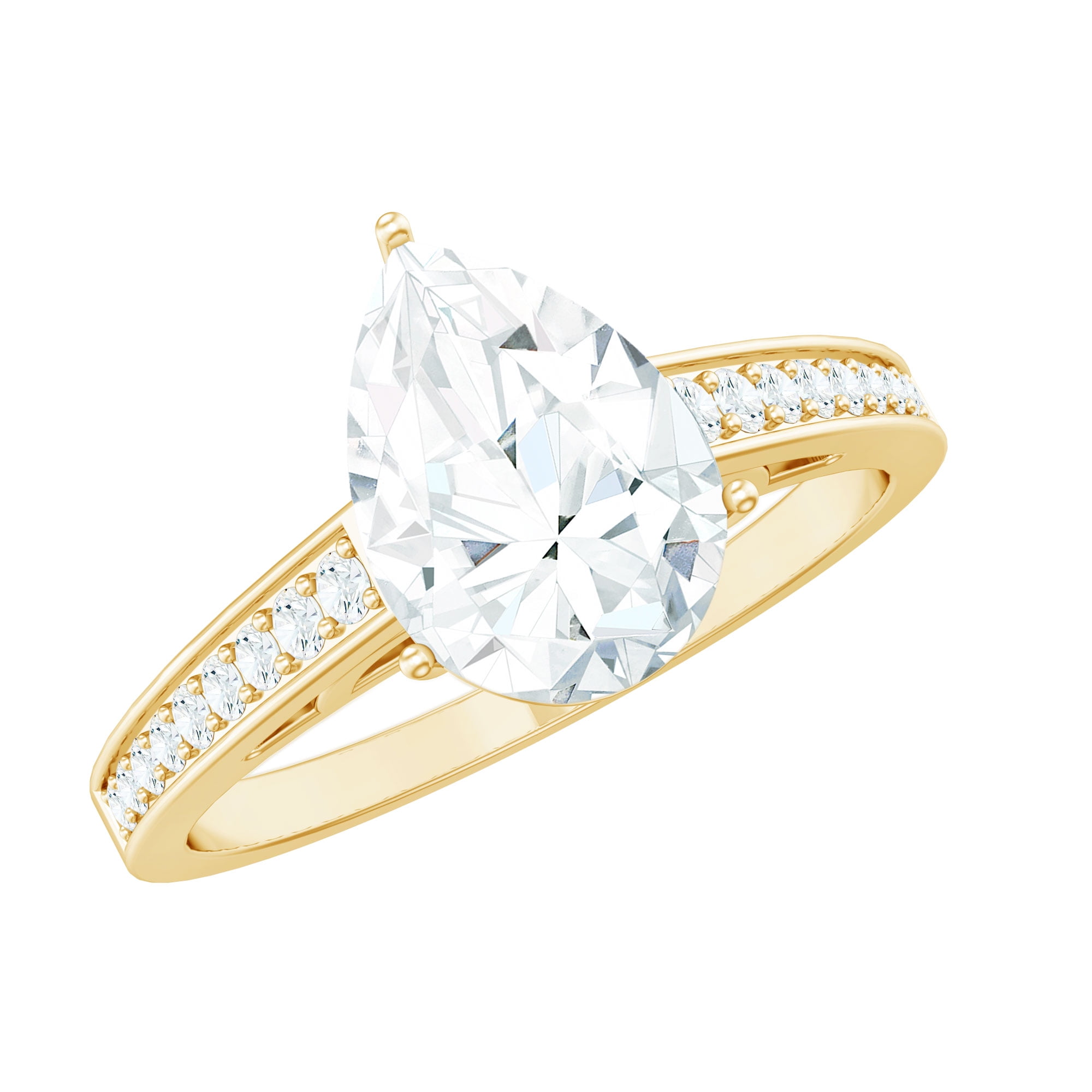 Rosec Jewels Pear Shaped Moissanite Engagement Rings 2 Carat - 7x10 mm - D-VS1 Quality, 14K ...