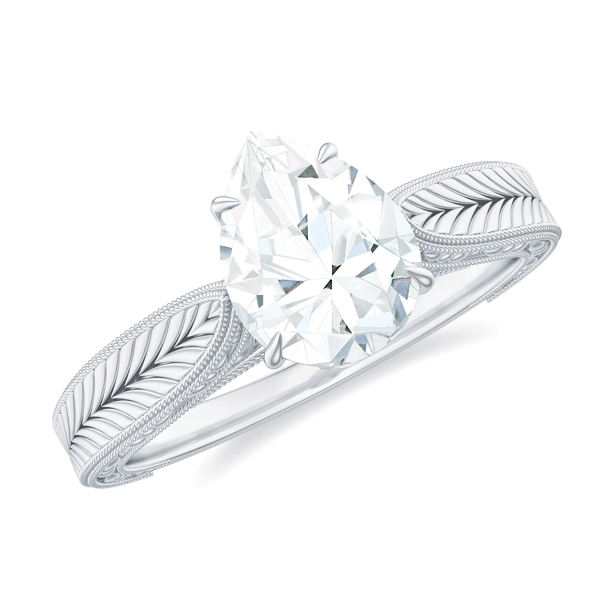 Pear Shaped Moissanite Solitaire Engagement Ring Minimalist - 1 Carat - D-VS1 Grade, 18K White ...