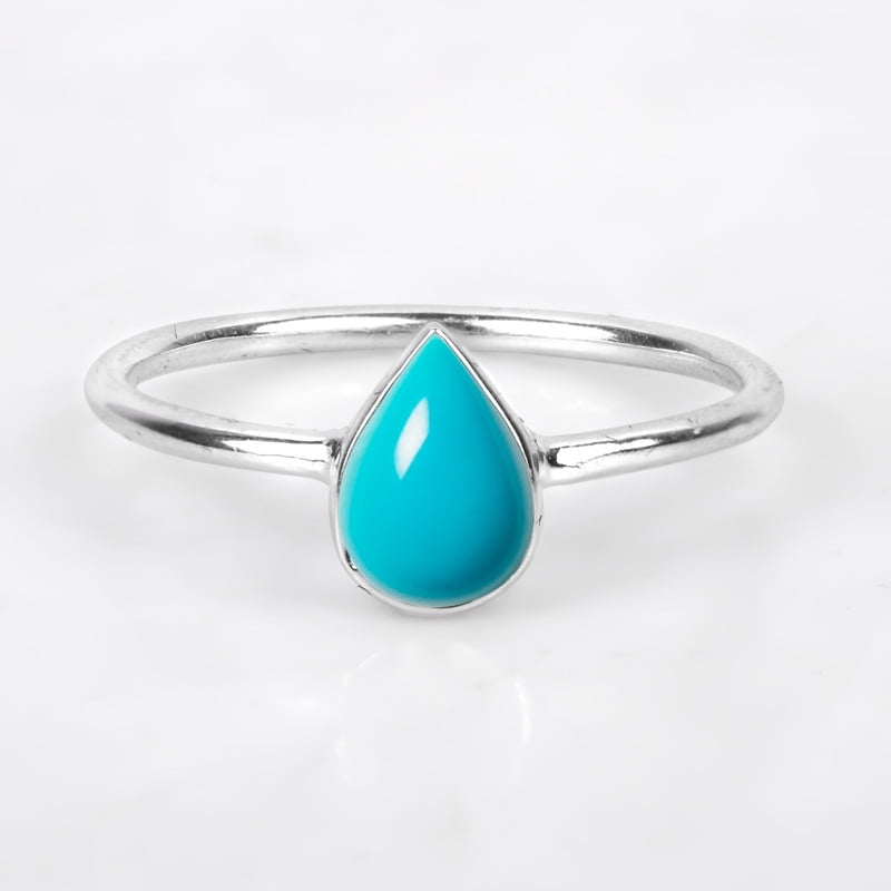 Pear Turquoise Solitaire Handmade Ring, 925 Starling Silver Minimalist ...