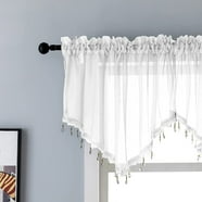 Black Lace Valances for Windows, Gothic Semi Sheer Floral Embroidered ...