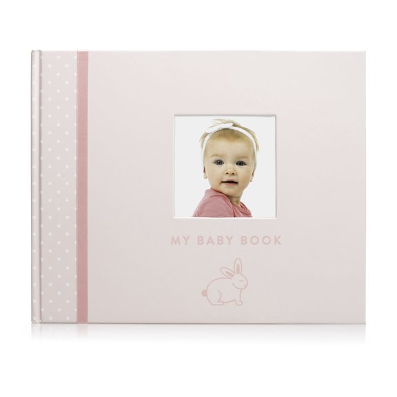 Pearhead Gray Chevron Baby Book with Photo Insert and Clean Touch Ink ...