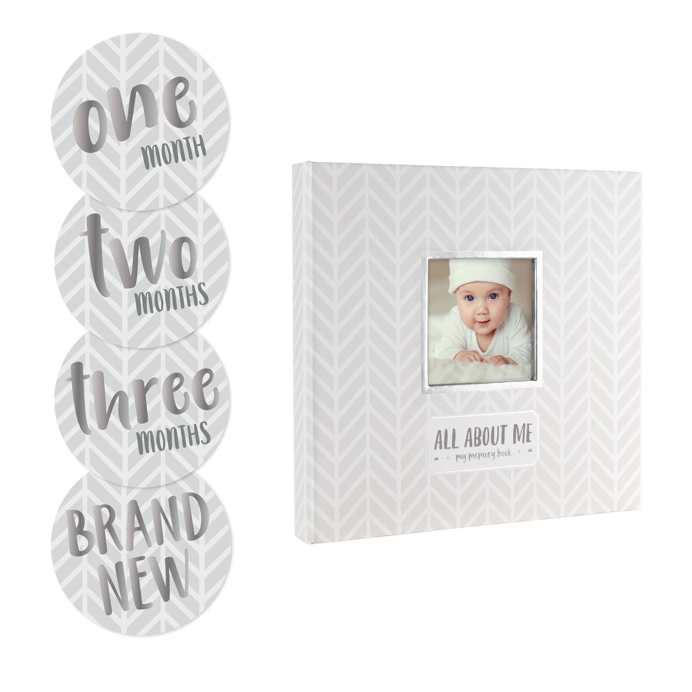 Pearhead Herringbone Baby Memory Book with Included Baby Belly Stickers ...