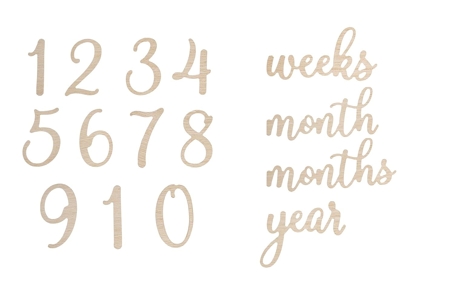 Pearhead Wooden Milestone Numbers & Words, Baby Announcement Cards ...