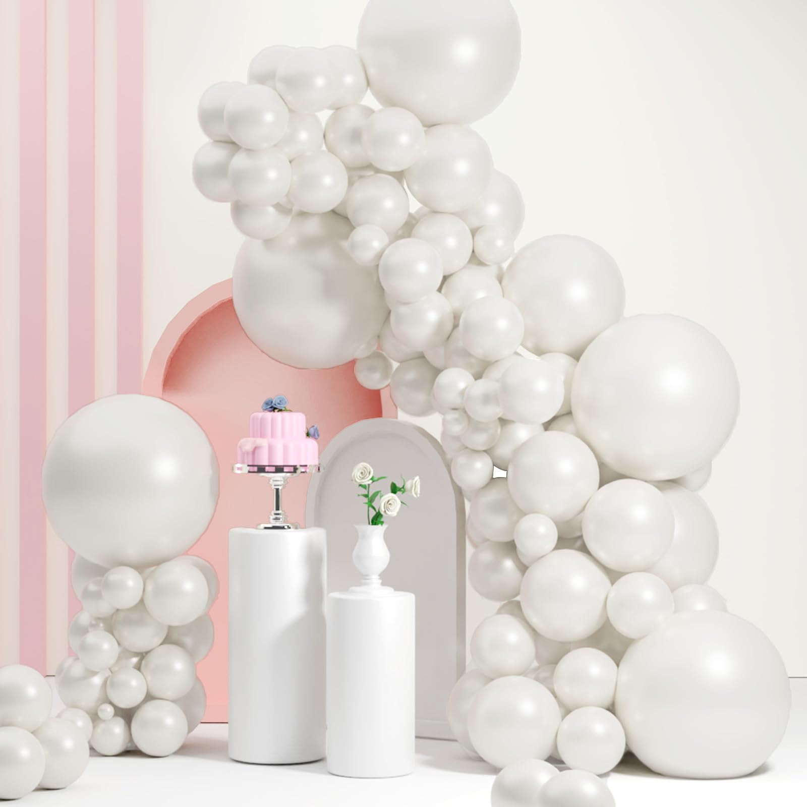 Pearl Balloons Different Sizes, Double AFN1Stuffed Pearl Balloon Arch ...