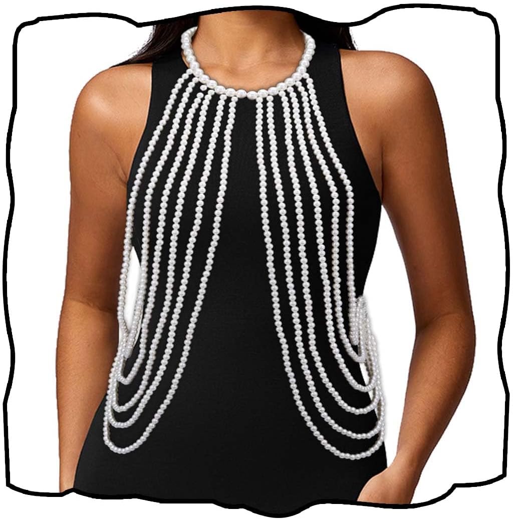 Pearl Body Chain Layered Body Chains Beach Bikini Chain Party Sexy Body ...