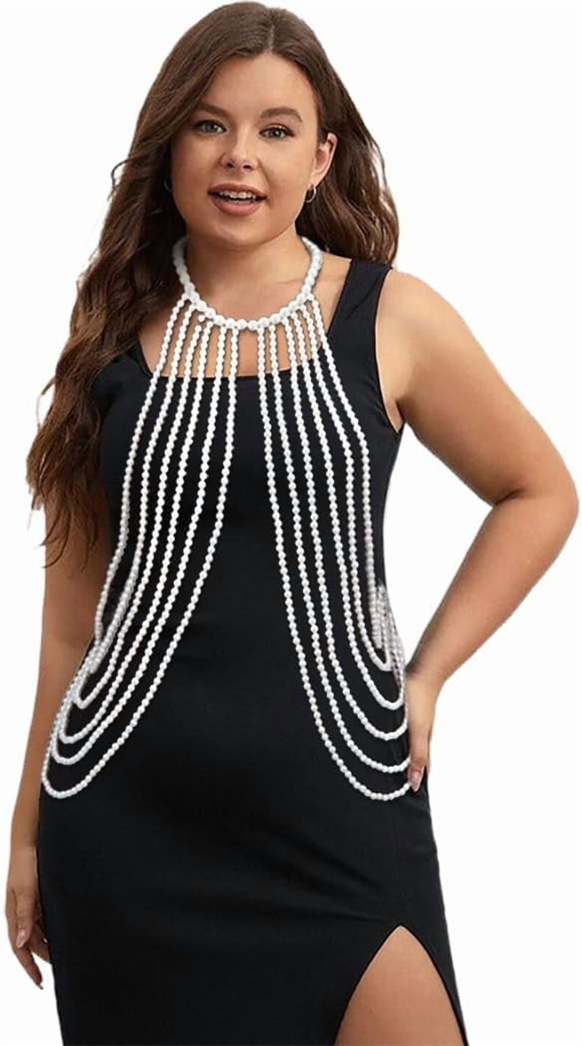 Pearl Body Pro Chain for Women Beach Bra Chain Bead Shoulder Necklace ...